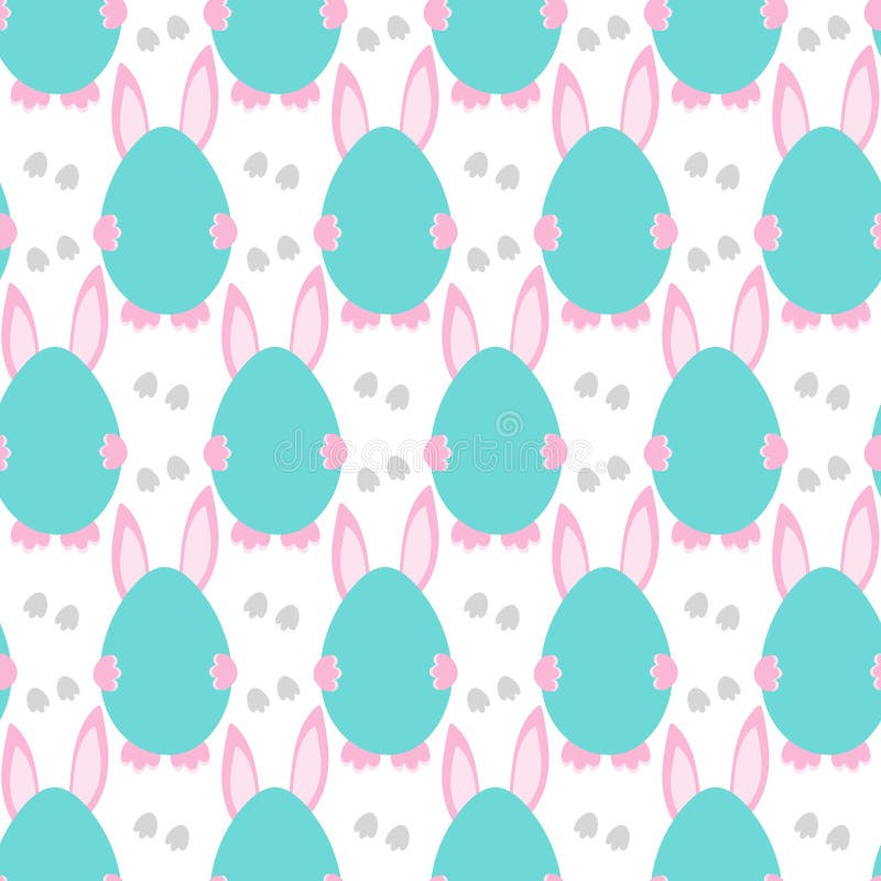Easter Bunny Hiding Behind Egg Seamless Pattern Greetings Wallpaper or ...