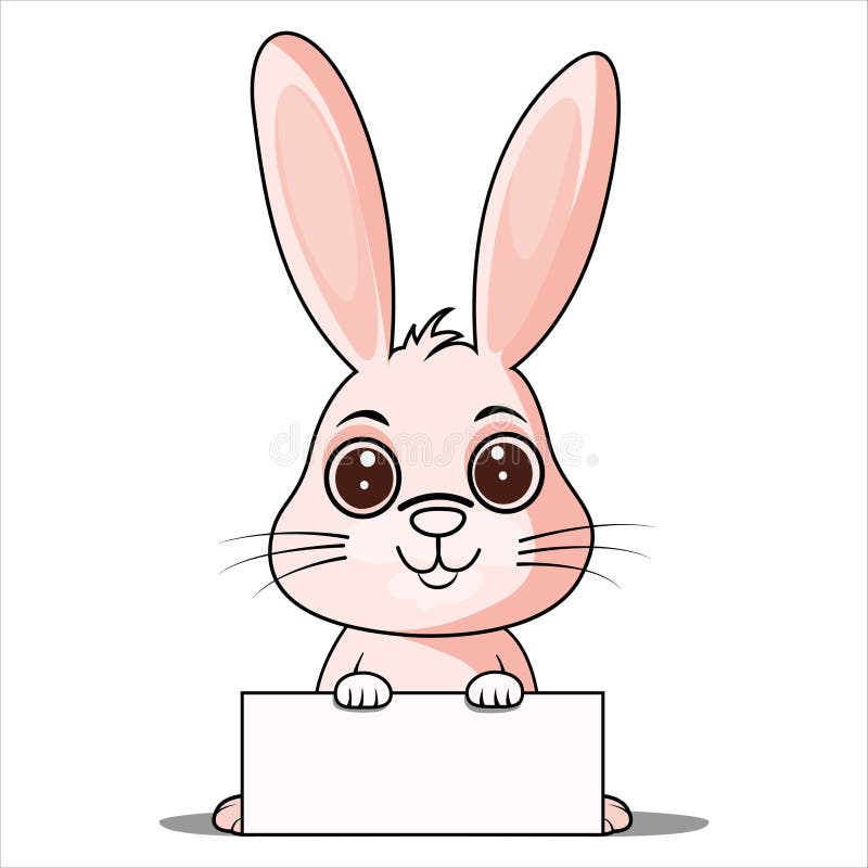 Cute White Bunny Rabbit Holding Blank Sign Stock Illustrations – 156 ...