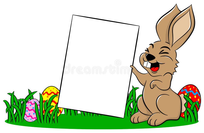 Easter Bunny Holding a Sign in Hand Stock Vector - Illustration of ...