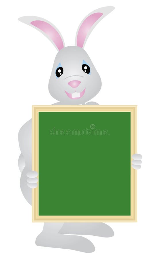 Easter Bunny Holding Signage Illustration Stock Vector - Illustration ...