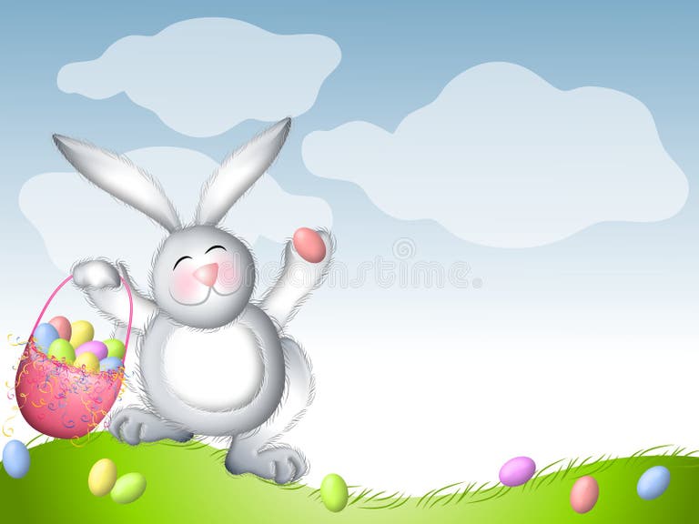 Easter Bunny Hopping with Basket of Eggs Stock Illustration ...