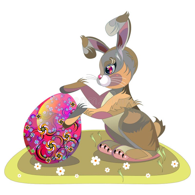 Easter Bunny Hugging an Easter Egg Stock Vector - Illustration of ...
