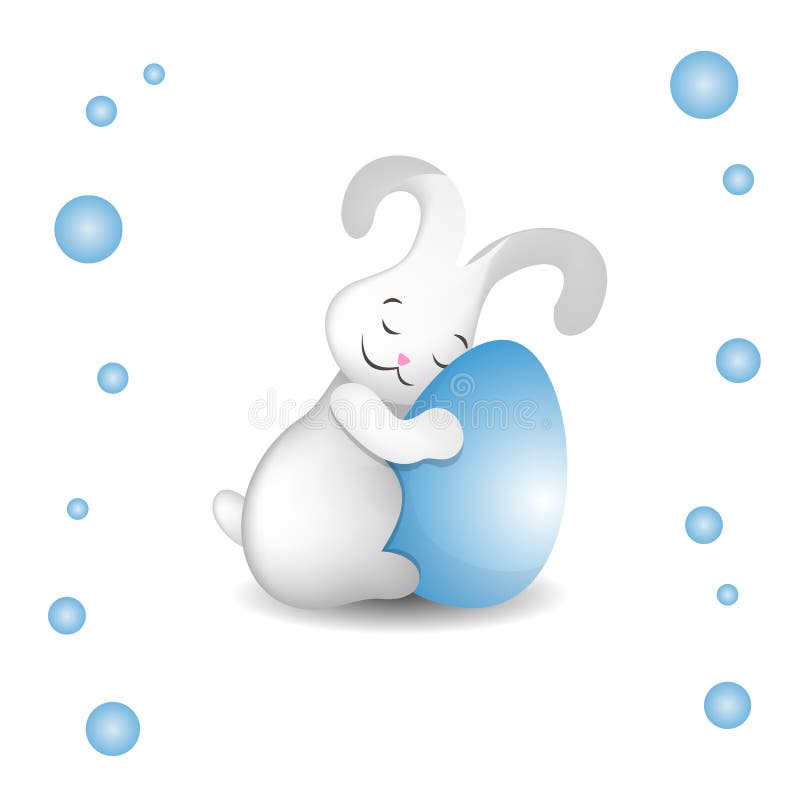 Easter Bunny Hugging Light Blue Egg with Love Big Stock Vector ...