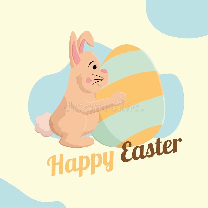 Easter Bunny Hugs Big Egg. Vector Stock Vector - Illustration of rabbit ...