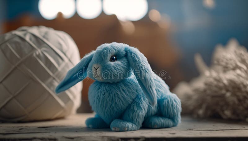 Easter Bunny Illustration Chark Style Pastel Tones, Light Blue Stock ...