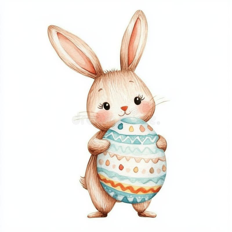 Easter Bunny Illustration in Watercolor, Looking Adorable. Stock ...