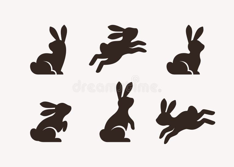 Easter Bunny Isolated Vector Silhouettes Stock Vector - Illustration of ...