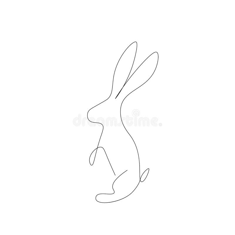 Easter Bunny Isolated on White Background One Line Drawing, Vector ...