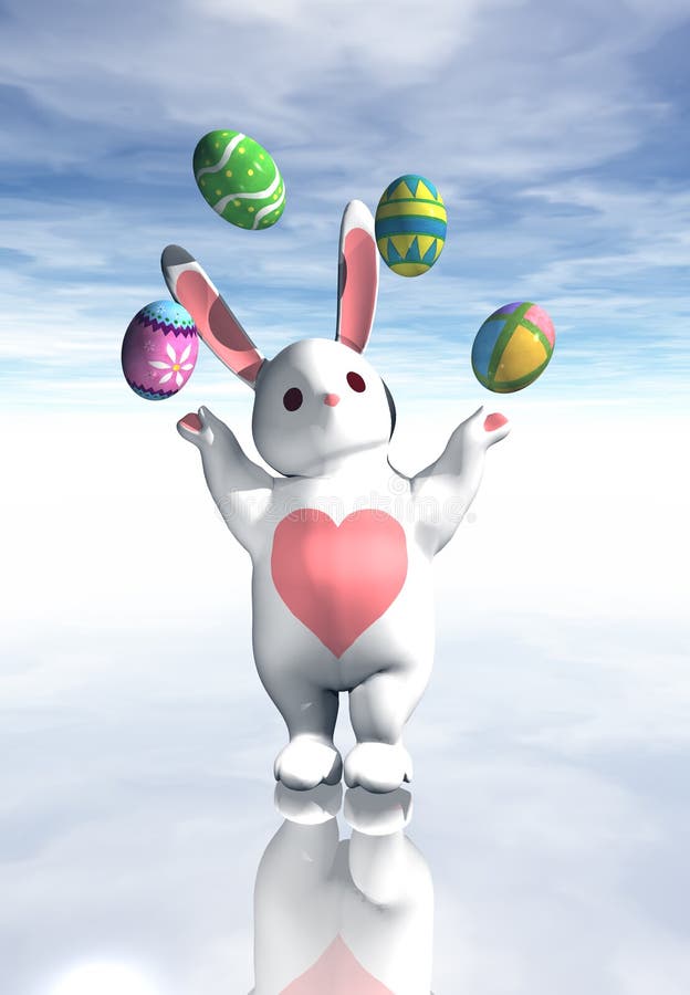 Easter Bunny Juggling stock illustration. Illustration of heart - 659744