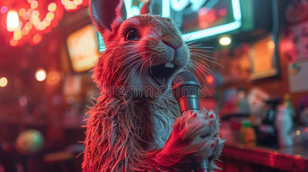 Easter Bunny Karaoke: Singing with the Mic Stock Illustration ...
