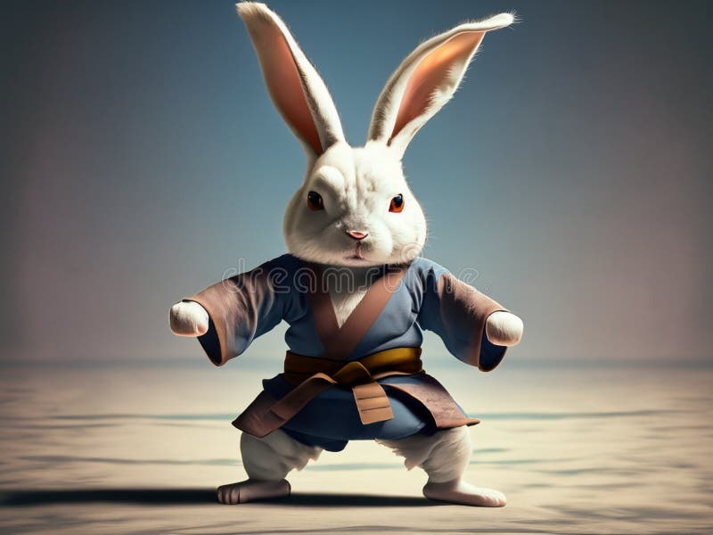 Easter Bunny with Karate Robe Stock Illustration - Illustration of ...