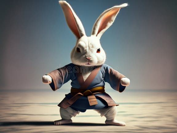 Easter Bunny with Karate Robe Stock Illustration - Illustration of ...