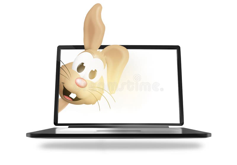 Easter Bunny laptop stock illustration. Illustration of sunny - 54973082