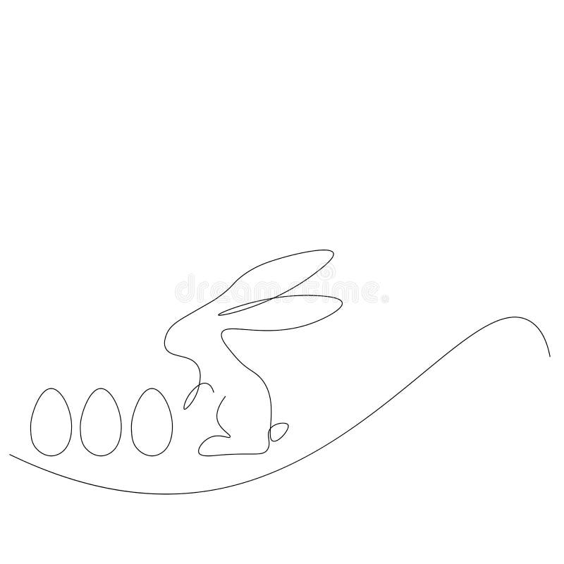 Easter Bunny Line Drawing, Vector Illustration Stock Vector ...