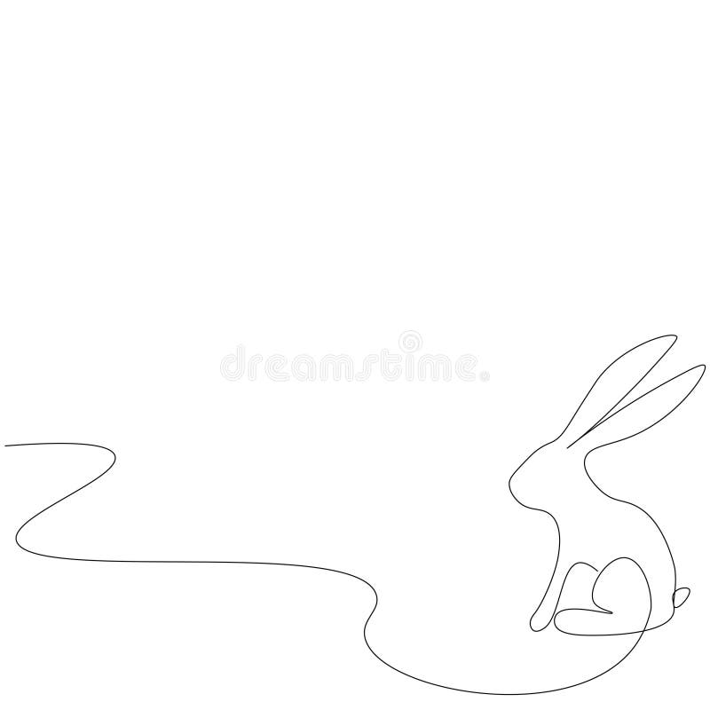Easter Bunny Line Drawing on White Background, Vector Illustration ...