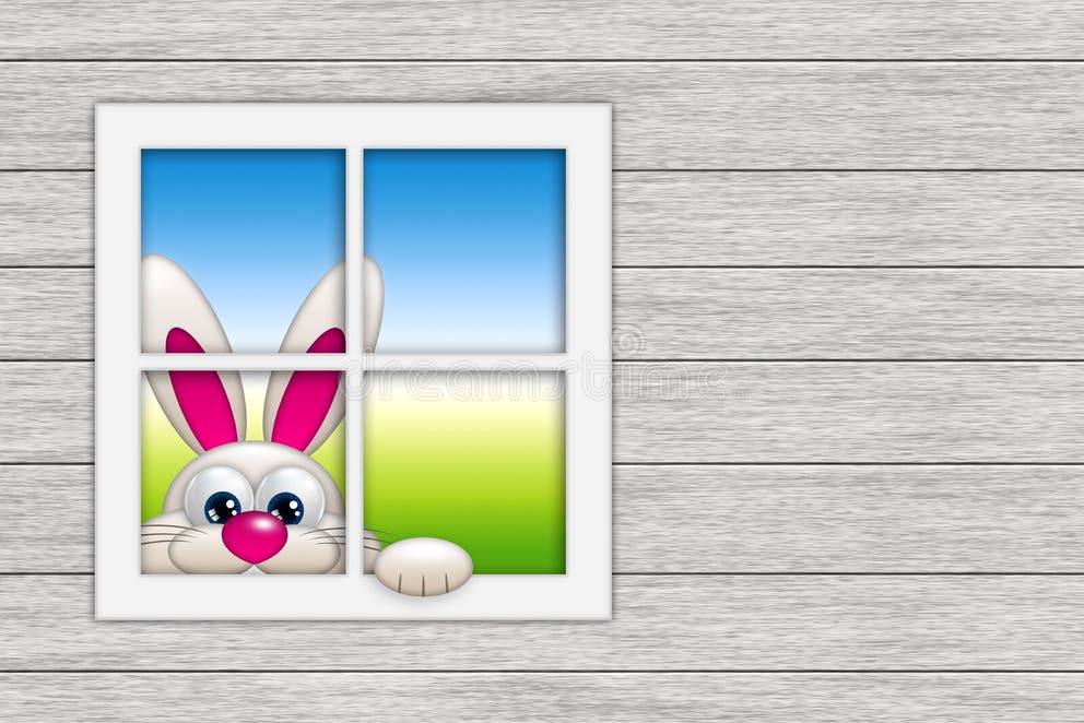 Easter Bunny Looking by the Window Stock Illustration - Illustration of ...