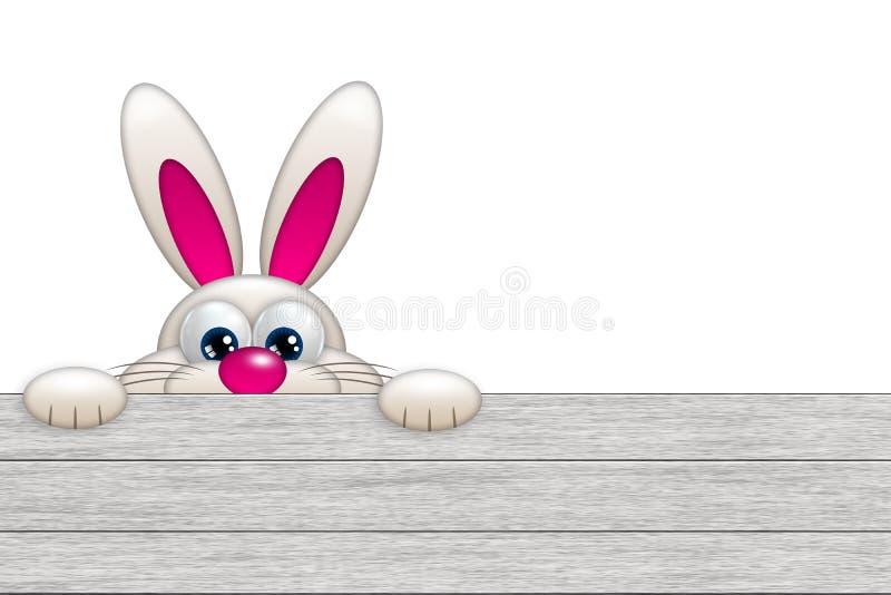 Easter Bunny Looking by the Wooden Fence Stock Illustration ...