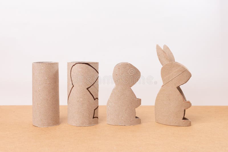 A Easter Bunny Made of Recycled Paper Tube Stock Photo - Image of ...