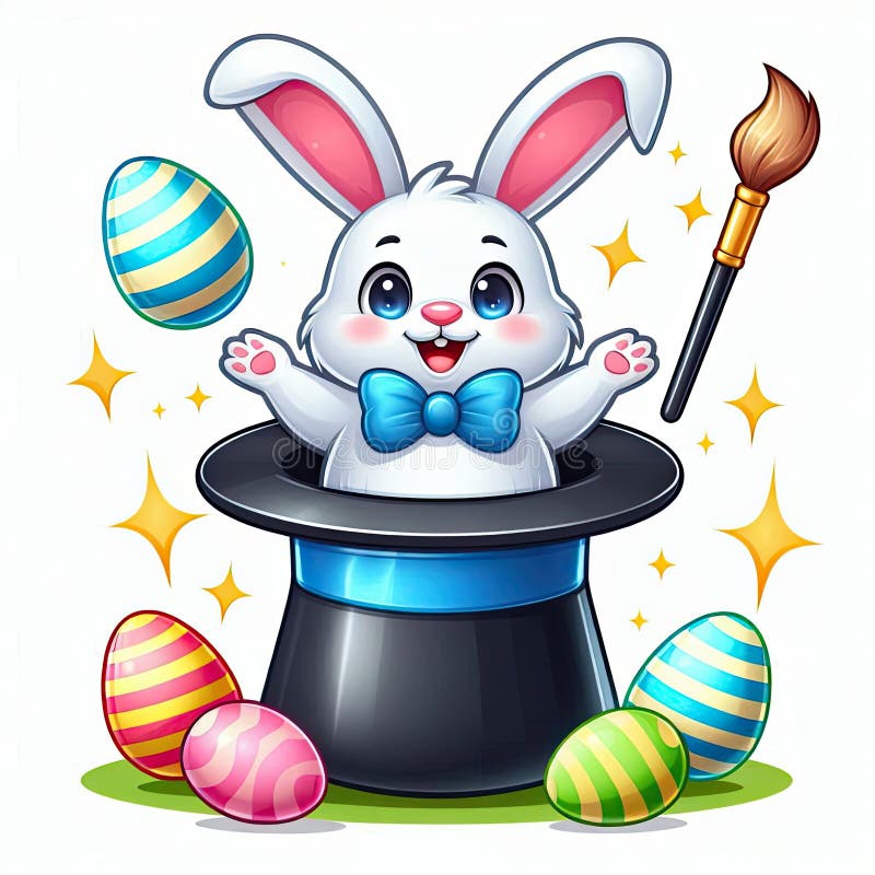 Easter Bunny Magician stock illustration. Illustration of celebration ...