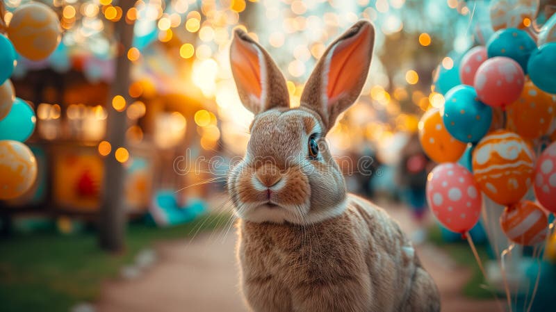 Easter Bunny Mascot of Easter on Easter Festival Outdoors Stock Photo ...