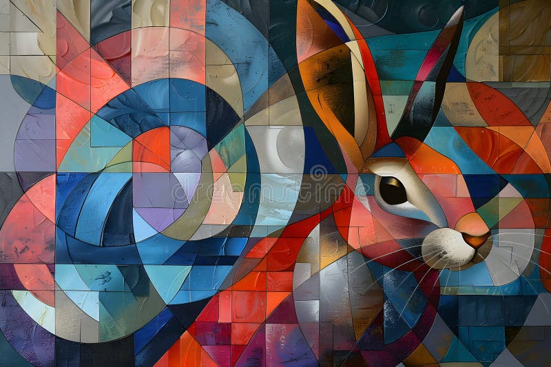 The Easter Bunny. Modern Abstract Painting, Cubism Stock Illustration ...