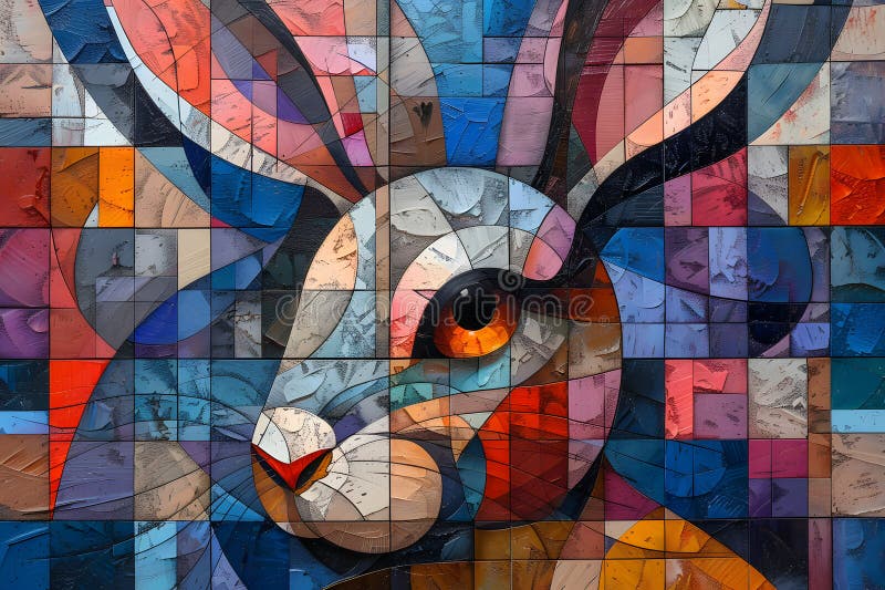 The Easter Bunny. Modern Abstract Painting, Cubism Stock Illustration ...
