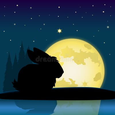 Easter Bunny Moon stock illustration. Illustration of scenic - 17283068