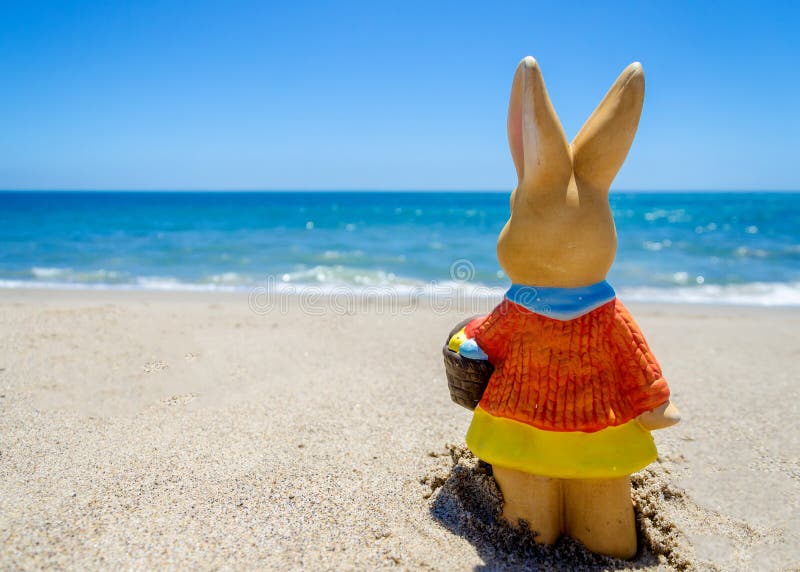 Easter Bunny on the Ocean Beach Stock Image - Image of tropical, space ...