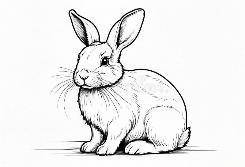 Easter Bunny Outline Drawing Sketch Style Stock Illustration ...