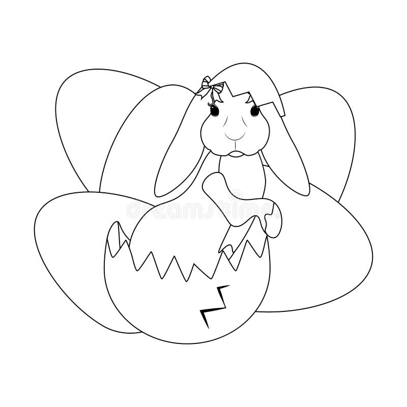 Easter Bunny with Balloons Outline Stock Vector - Illustration of bird ...