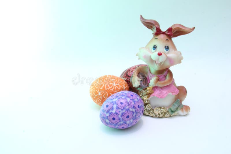 Easter Bunny and Painted Eggs - Easter Symbol Stock Image - Image of ...