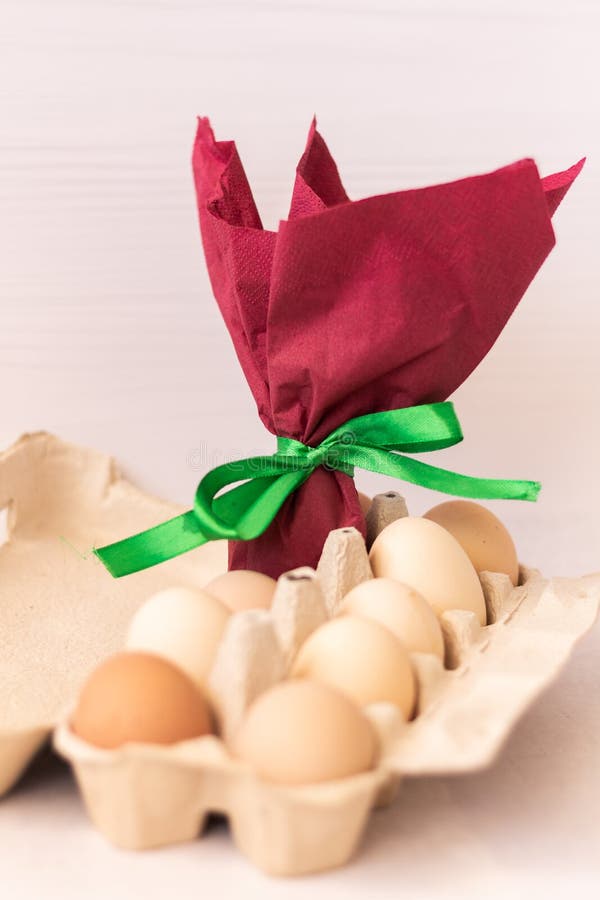 Easter Bunny Paper Gift Egg Wrap Diy Idea. Easter Minimal Concept Stock ...