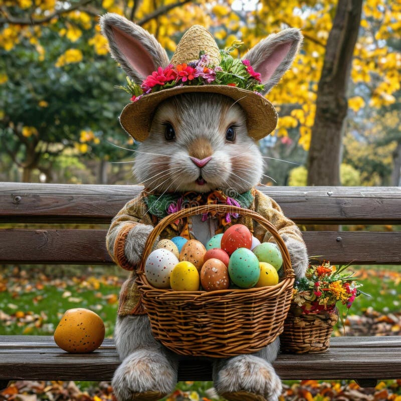Easter Bunny in Park stock illustration. Illustration of decor - 365994157