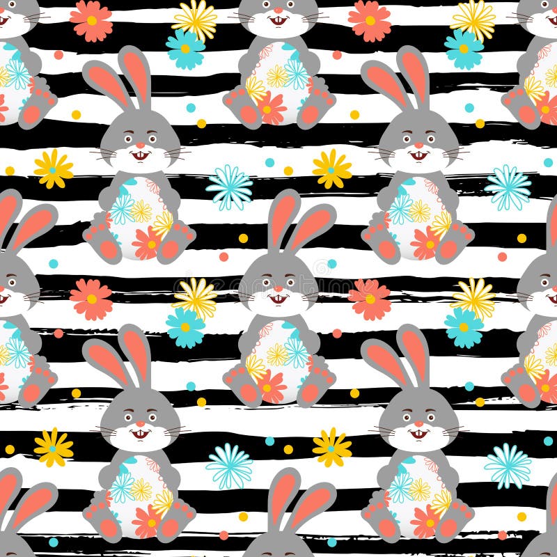 Easter Bunny, Easter Pattern Seamless. Easter Rabbit Wallpaper Stock ...