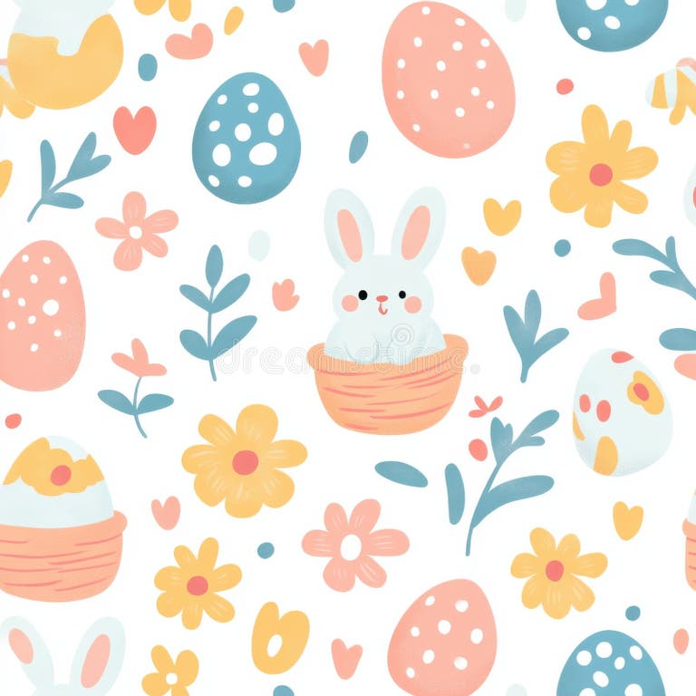Easter Bunny Patterns Spring Celebration Digital Design Festive ...