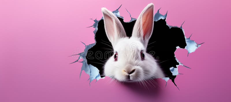 Easter Bunny Peeking Out of a Hole. Generative Ai Stock Illustration ...