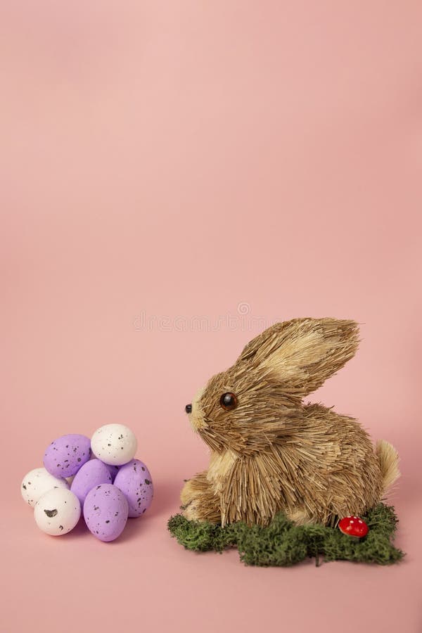 Easter Bunny with Pink Easter Eggs.Easter Composition.Easter Bunny ...