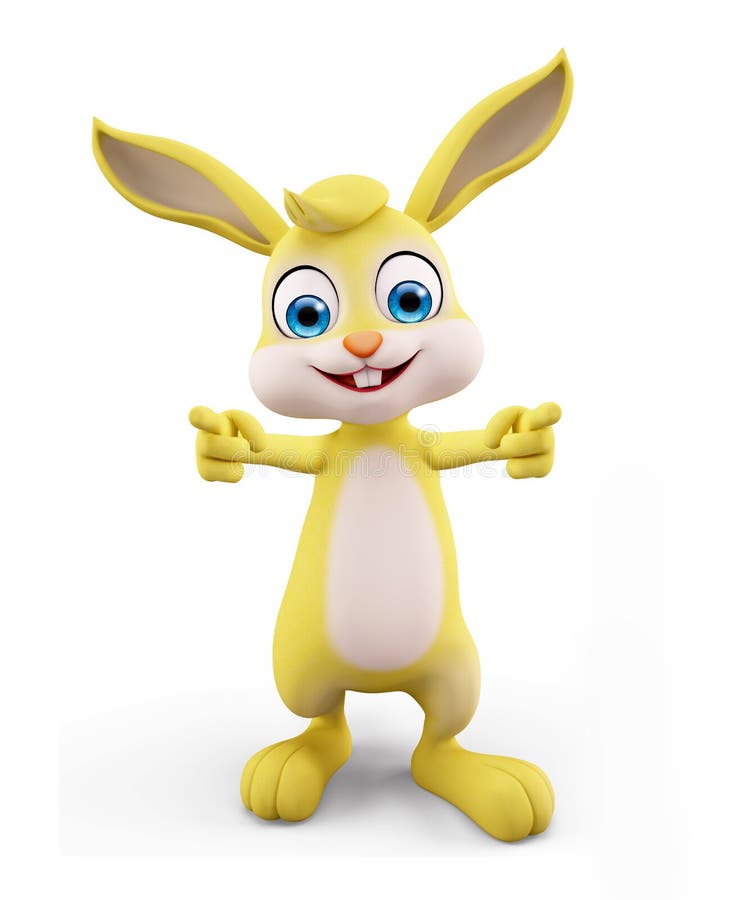 Easter Bunny with Pointing Pose Stock Illustration - Illustration of ...
