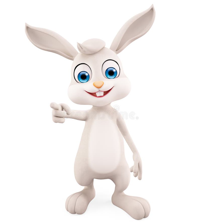 Easter Bunny with Pointing Pose Stock Illustration - Illustration of ...