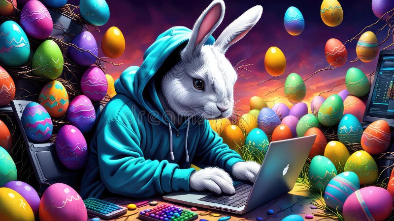 The Easter Bunny is a Programmer. the Easter Bunny is Working at the Computer. Generated by AI ...