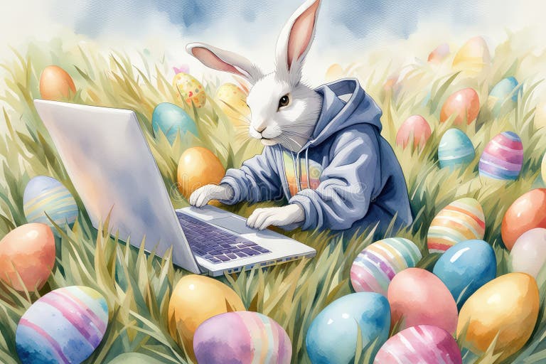 The Easter Bunny is a Programmer. the Easter Bunny is Working at the Computer. Generated by AI ...