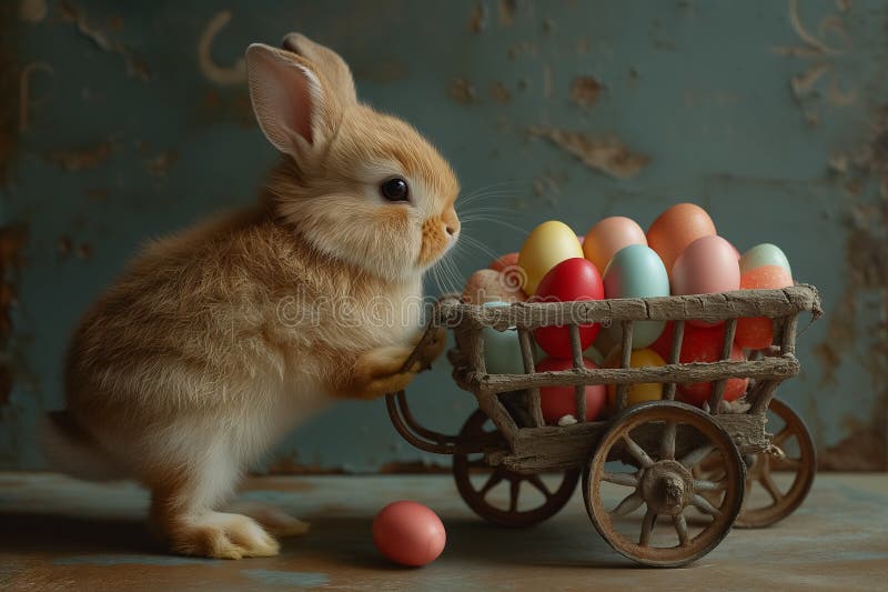 Rabbit Pushing Easter Egg Banner Ai Generated Stock Photos - Free ...
