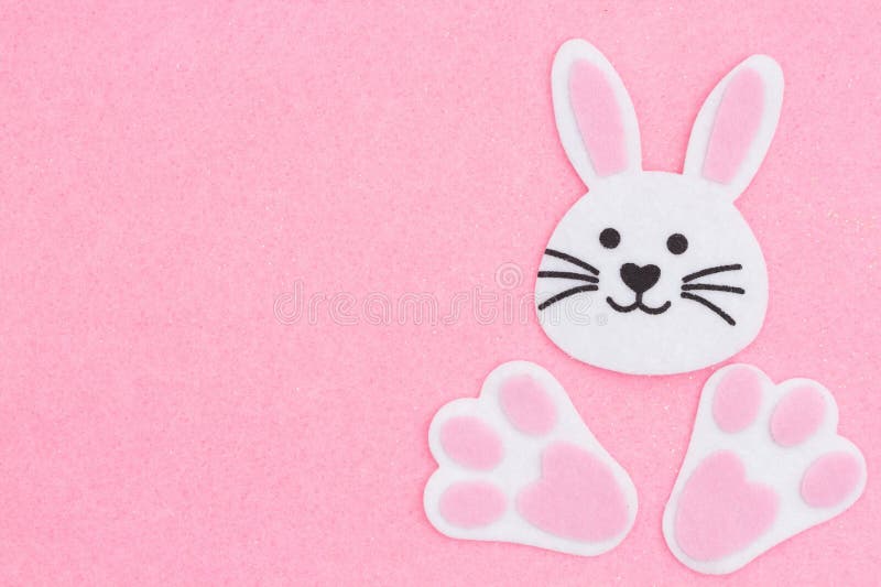 Easter Bunny Rabbit Background on Pink Felt Stock Photo - Image of ...