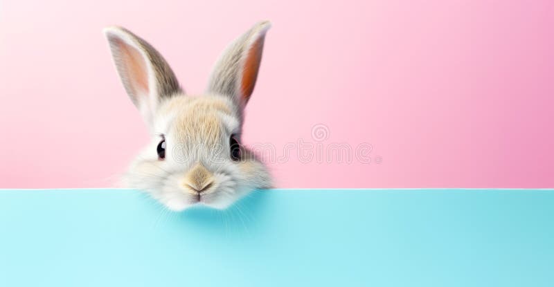 Easter Bunny Rabbit Banner stock illustration. Illustration of cute ...