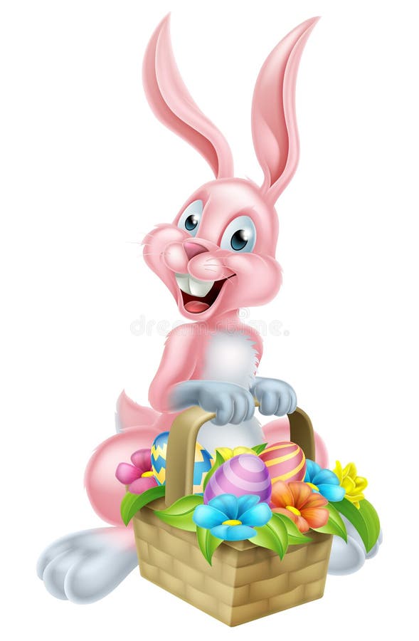 Easter Bunny Rabbit with Basket Stock Vector - Illustration of ...