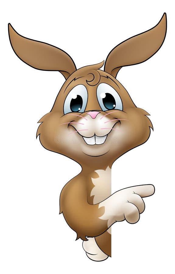 Easter Bunny Rabbit Cartoon Character Peeking Sign Stock Vector ...