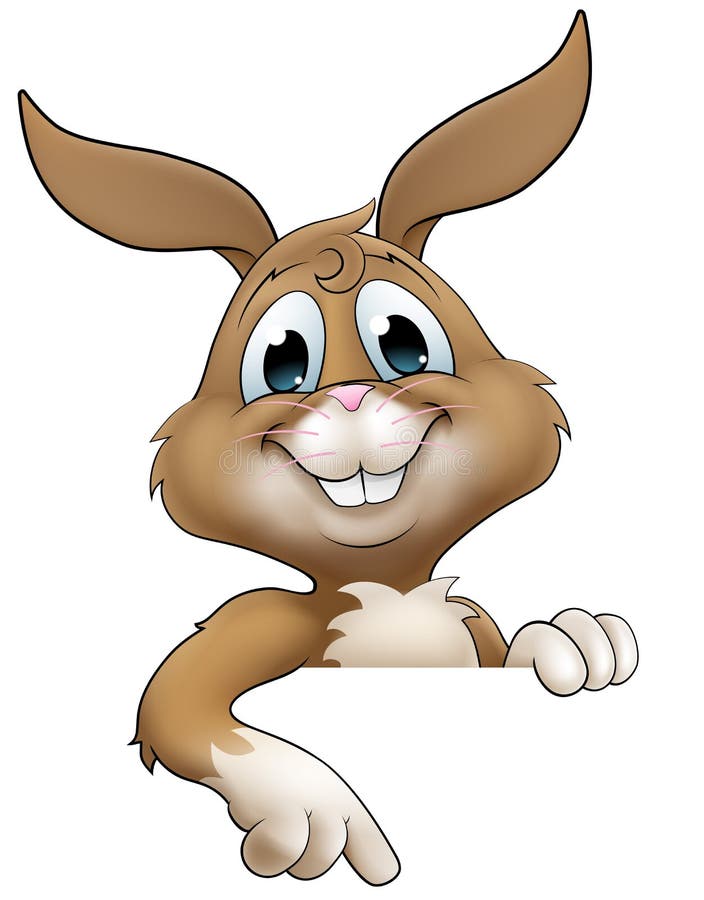 Easter Bunny Rabbit Cartoon Character Peeking Sign Stock Vector ...