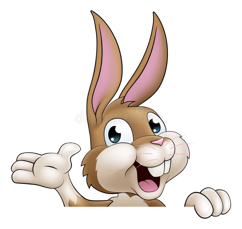 Easter Bunny Rabbit Cartoon Character Peeking Sign Stock Vector ...