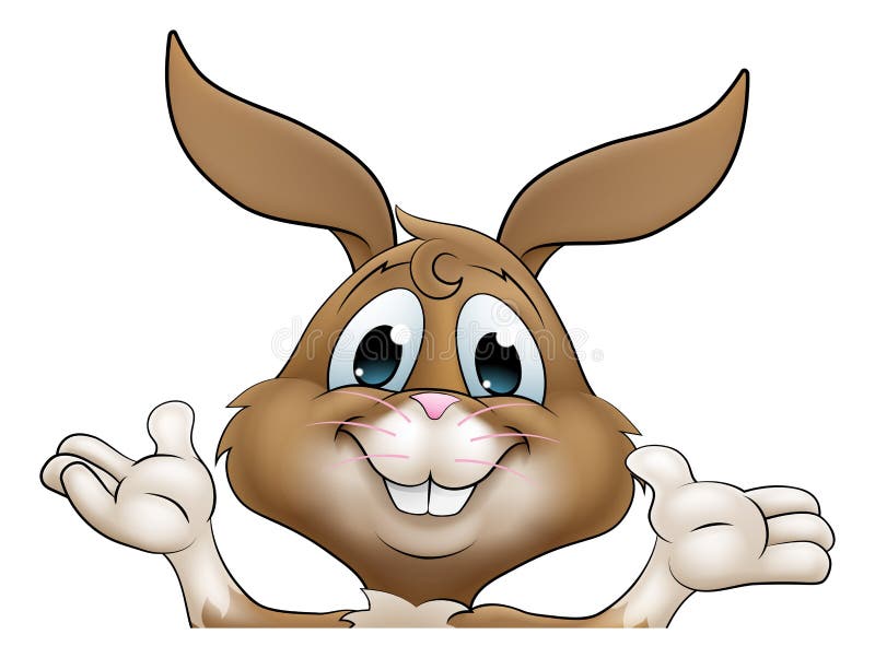 Easter Bunny Rabbit Cartoon Character Peeking Sign Stock Vector ...