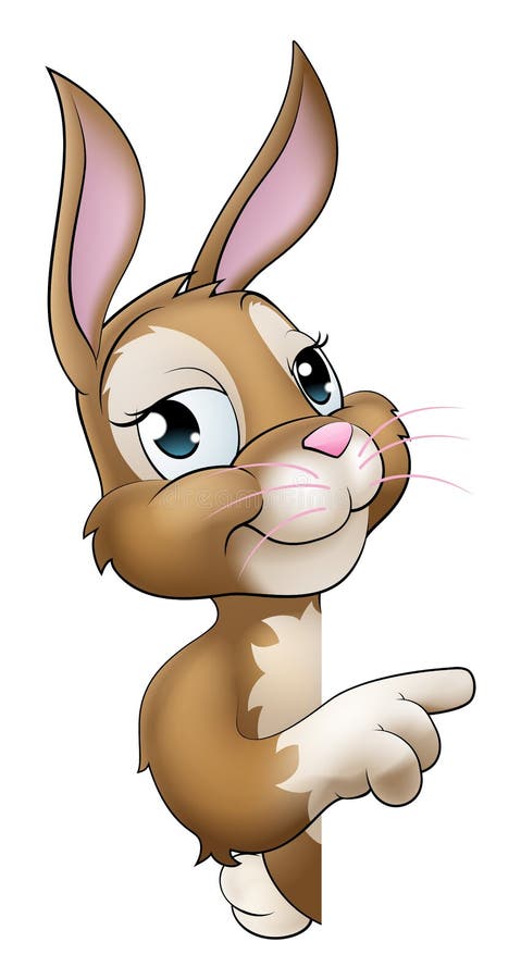 Easter Bunny Rabbit Cartoon Character Peeking Sign Stock Vector ...